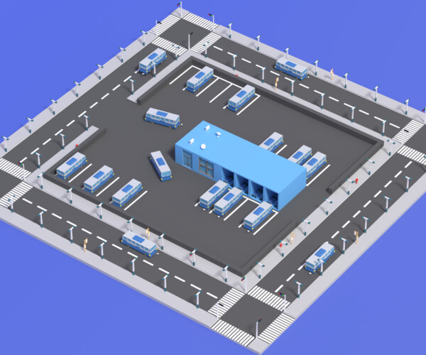ArtStation - Cartoon Bus Station | Resources
