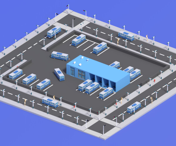 ArtStation - Cartoon Bus Station | Resources