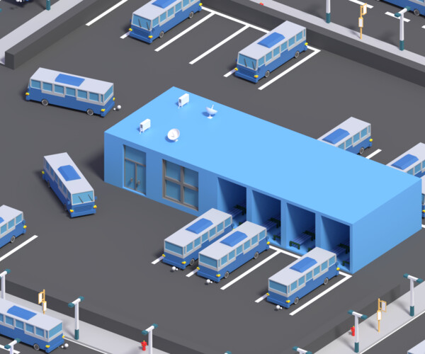 ArtStation - Cartoon Bus Station | Resources