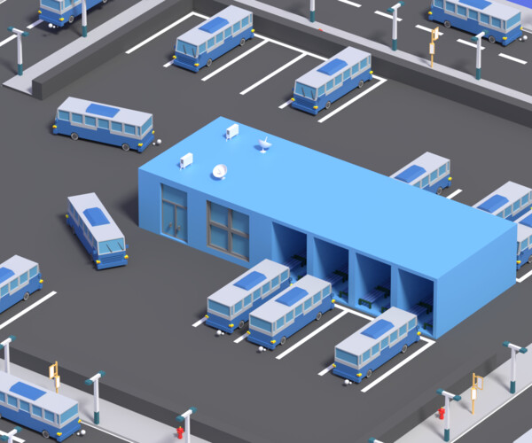 ArtStation - Cartoon Bus Station | Resources