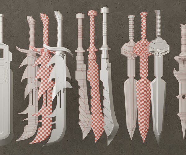 ArtStation - 25 Sword Base Mesh - Vol 02 ( Game Ready ) | Game Assets