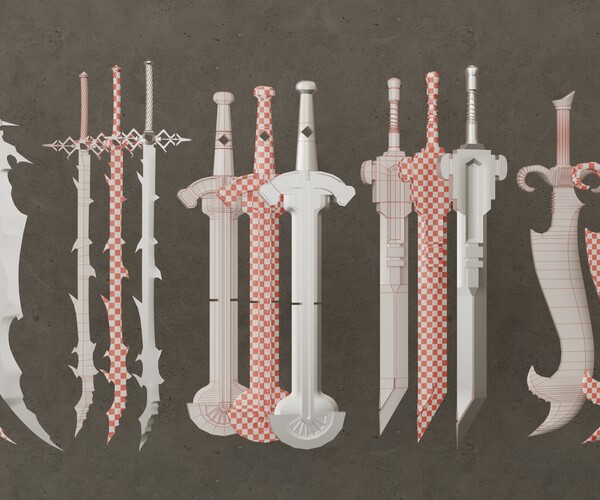 ArtStation - 25 Sword Base Mesh - Vol 02 ( Game Ready ) | Game Assets