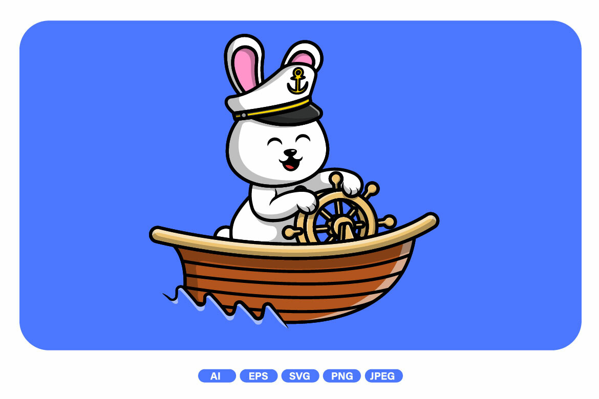 ArtStation - Cute Rabbit Riding Boat Cartoon Vector Icon Illustration ...