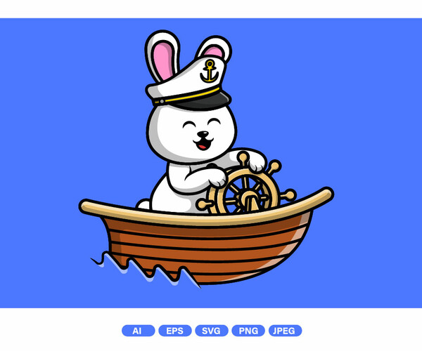 ArtStation - Cute Rabbit Riding Boat Cartoon Vector Icon Illustration ...