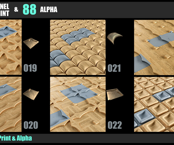 ArtStation - 100 3D PANEL & 3D PRINT & 88 ALPHA _VOL.01 | Resources