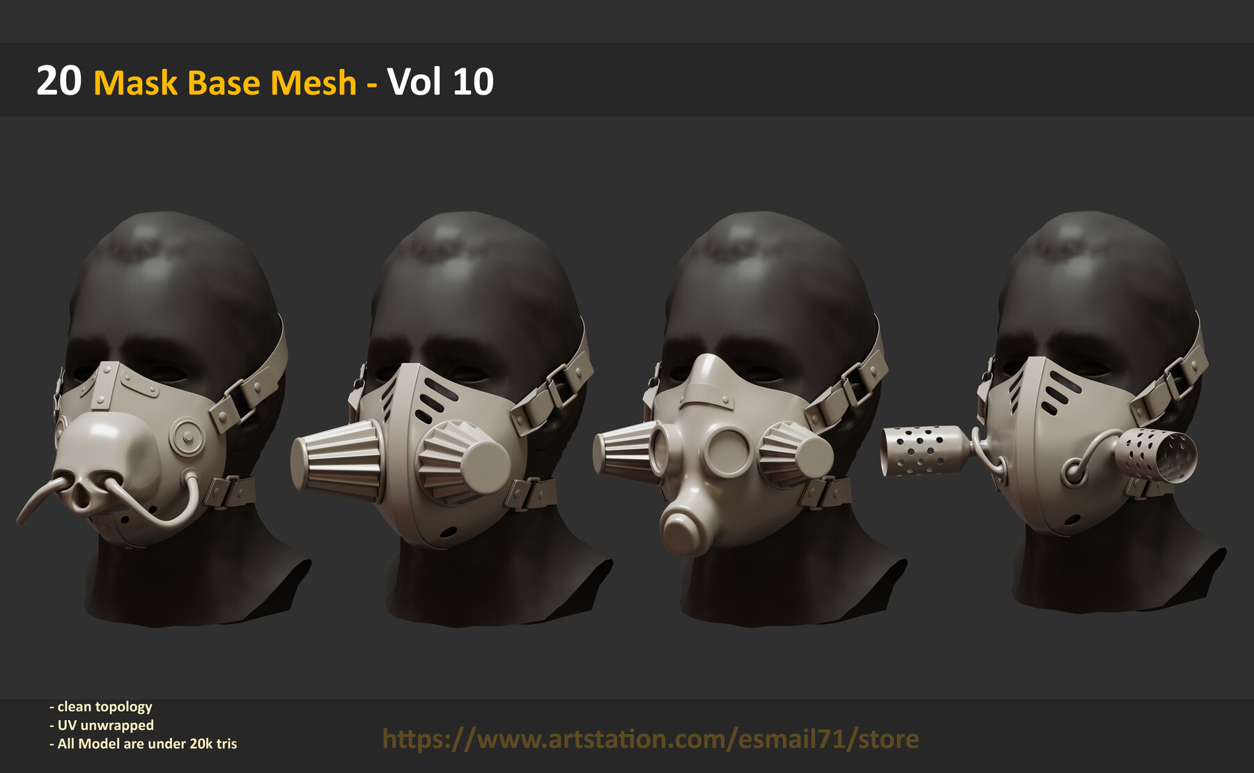 ArtStation - 20 Mask Base Mesh - Vol 10 | Resources
