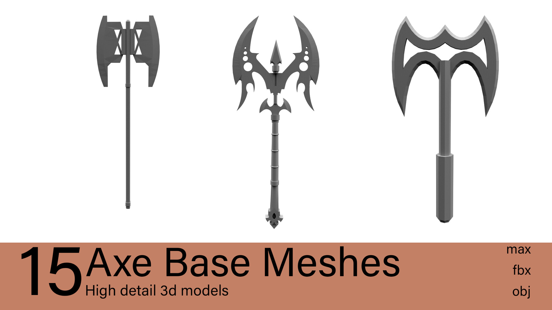 ArtStation - 15 Axe Base Meshes- 3d models-max.fbx.obj | Resources