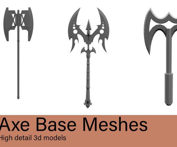 ArtStation - 15 Axe Base Meshes- 3d models-max.fbx.obj | Resources
