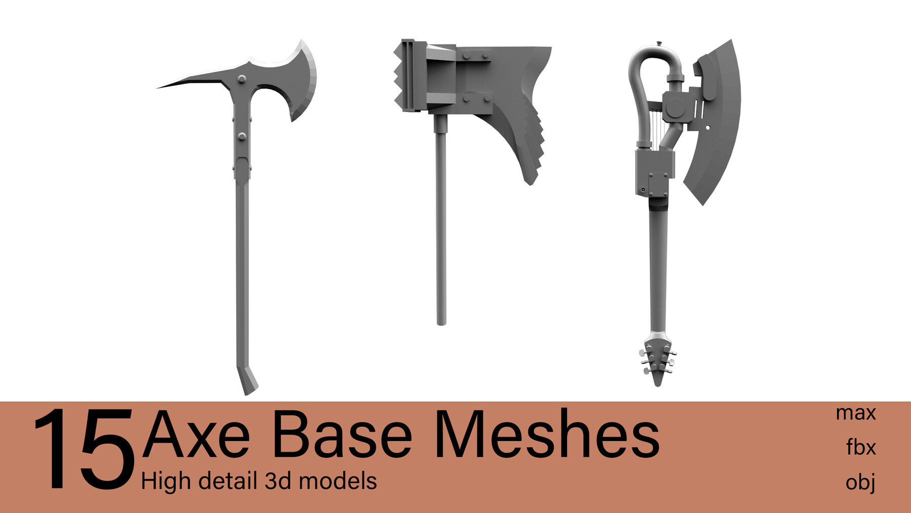 ArtStation - 15 Axe Base Meshes- 3d models-max.fbx.obj | Resources