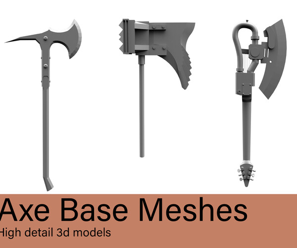 ArtStation - 15 Axe Base Meshes- 3d models-max.fbx.obj | Resources