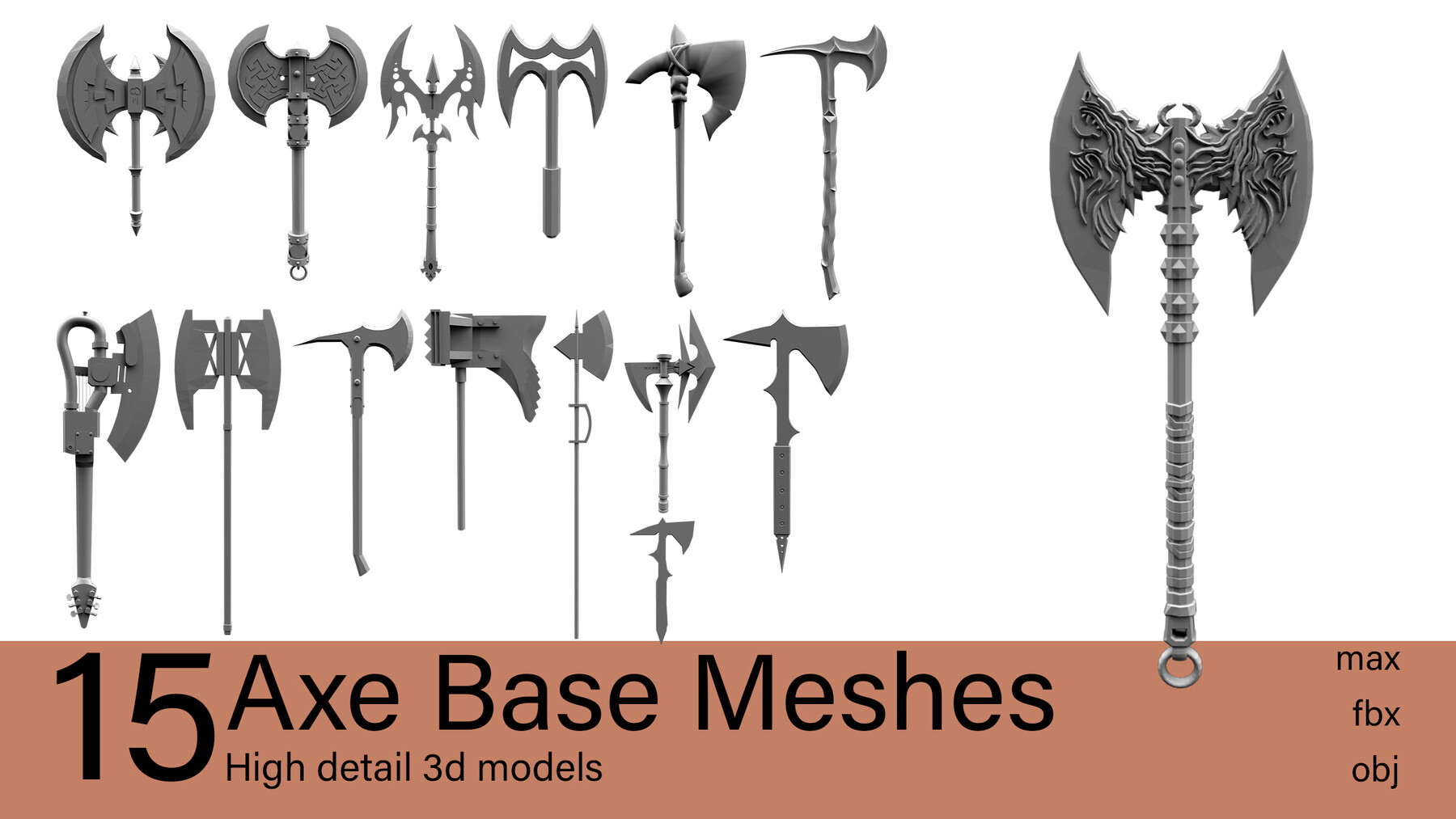 ArtStation - 15 Axe Base Meshes- 3d models-max.fbx.obj | Resources