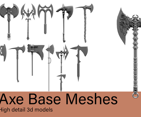 ArtStation - 15 Axe Base Meshes- 3d models-max.fbx.obj | Resources