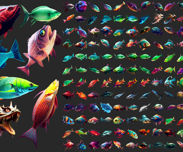 ArtStation - 156 Fantasy Fish | Game Assets