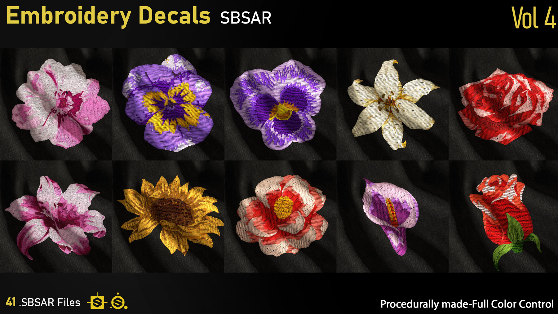 ArtStation - Embroidery Decals-SBSAR-Vol4 | Game Assets