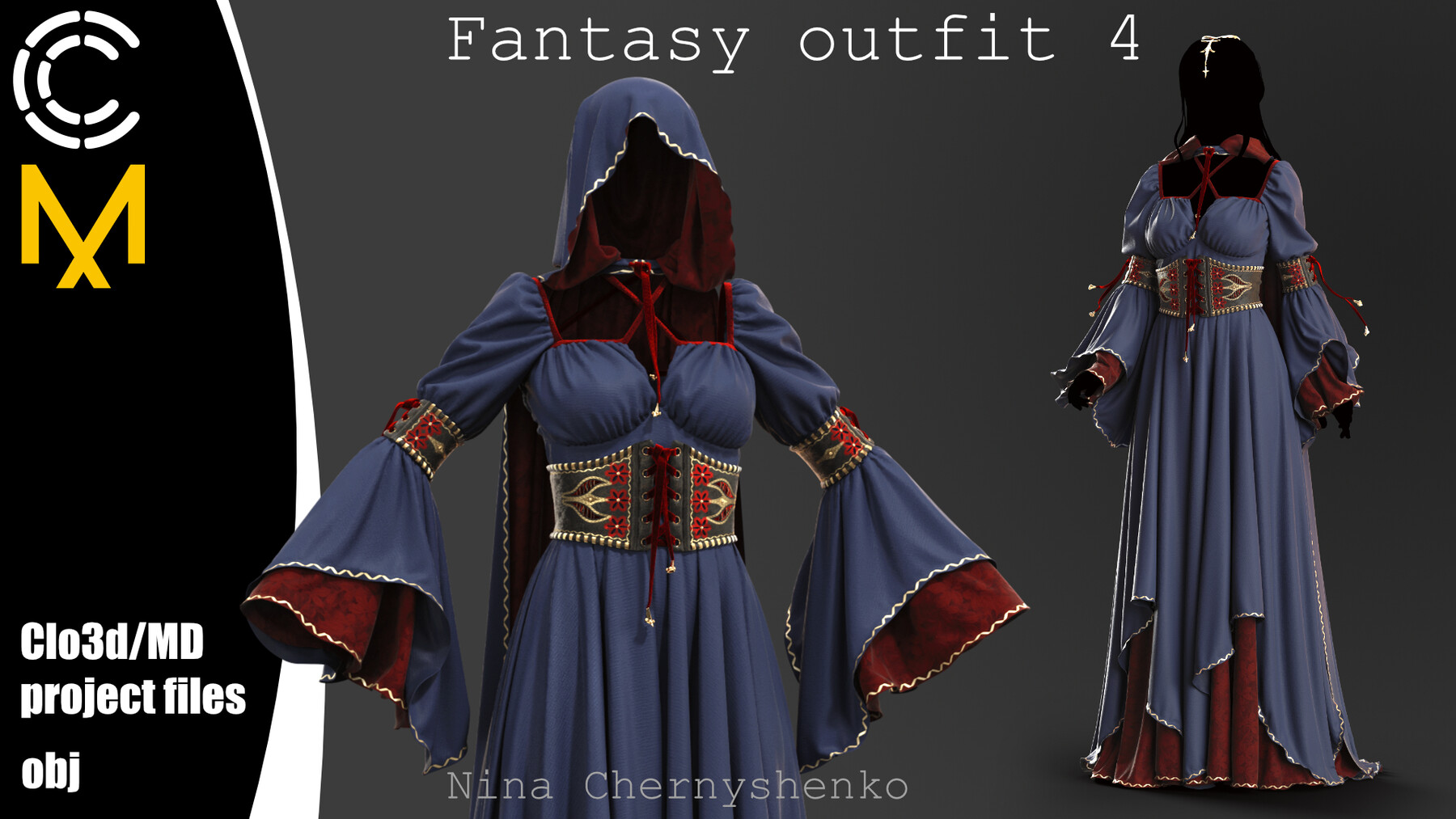 ArtStation - Fantasy outfit 4. Marvelous Designer/Clo3d project + OBJ ...