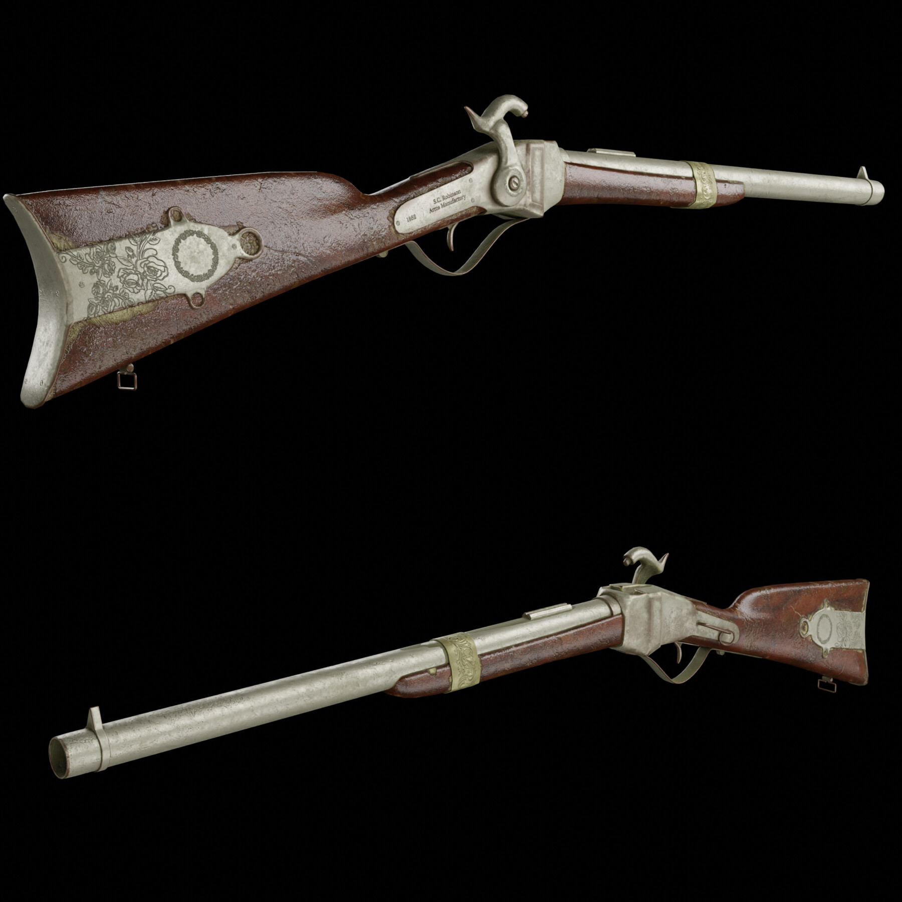 ArtStation - Antique Rifle Collection - Base Mesh & Textured High Poly ...