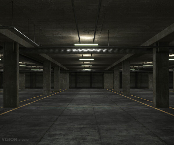 ArtStation - low poly underground parking | Game Assets