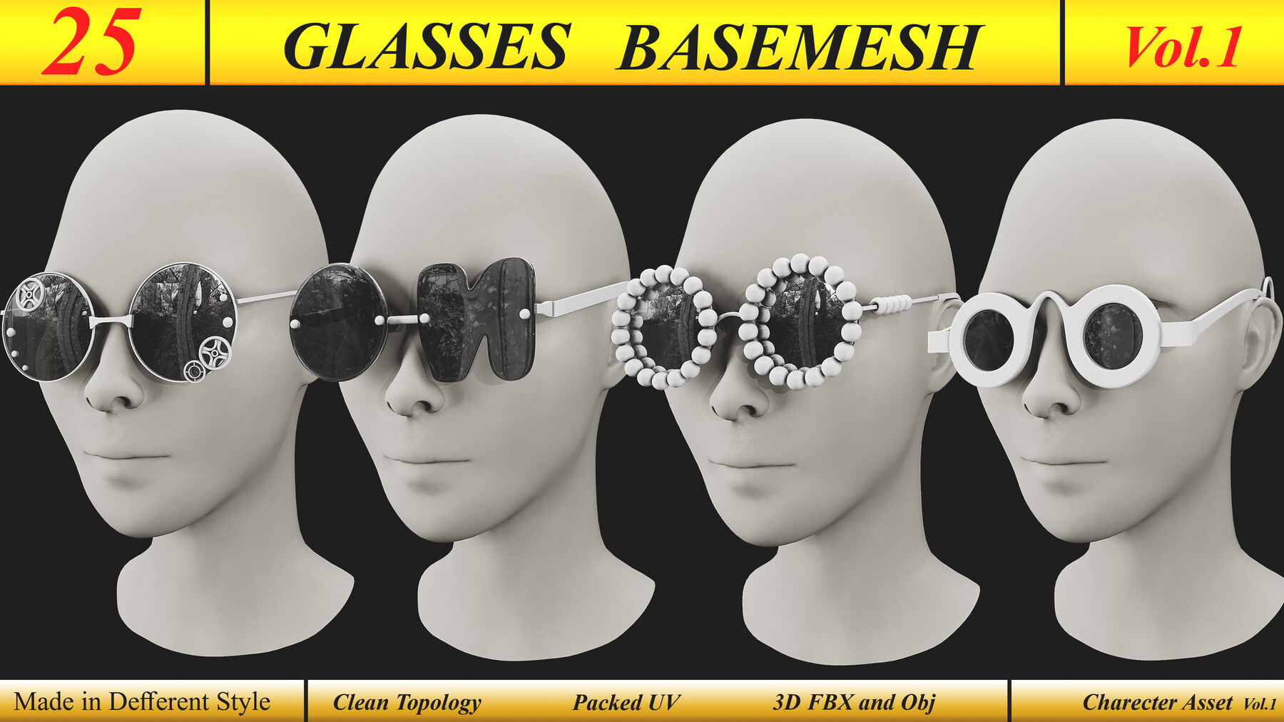 ArtStation - 25 Glasses Base mesh (Vol 1) | Game Assets