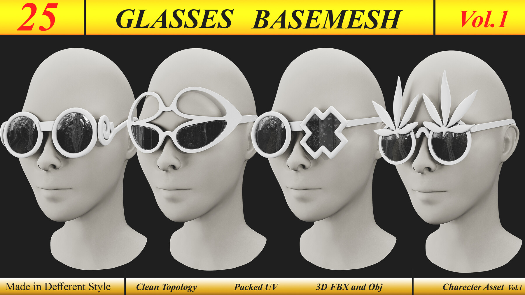 ArtStation - 25 Glasses Base mesh (Vol 1) | Game Assets
