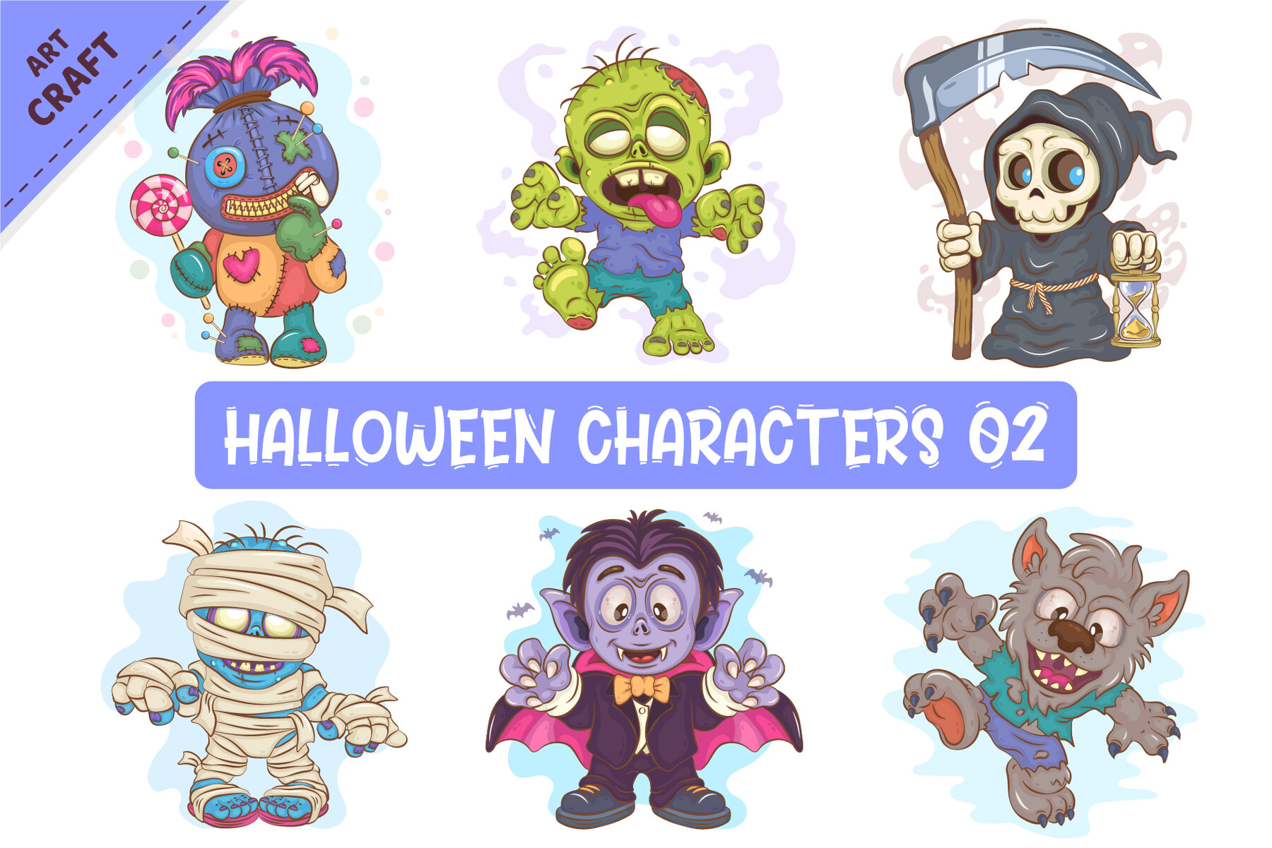 ArtStation - Bundle of Halloween Characters 02. Clipart. | Artworks