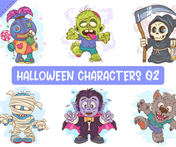 ArtStation - Bundle of Halloween Characters 02. Clipart. | Artworks