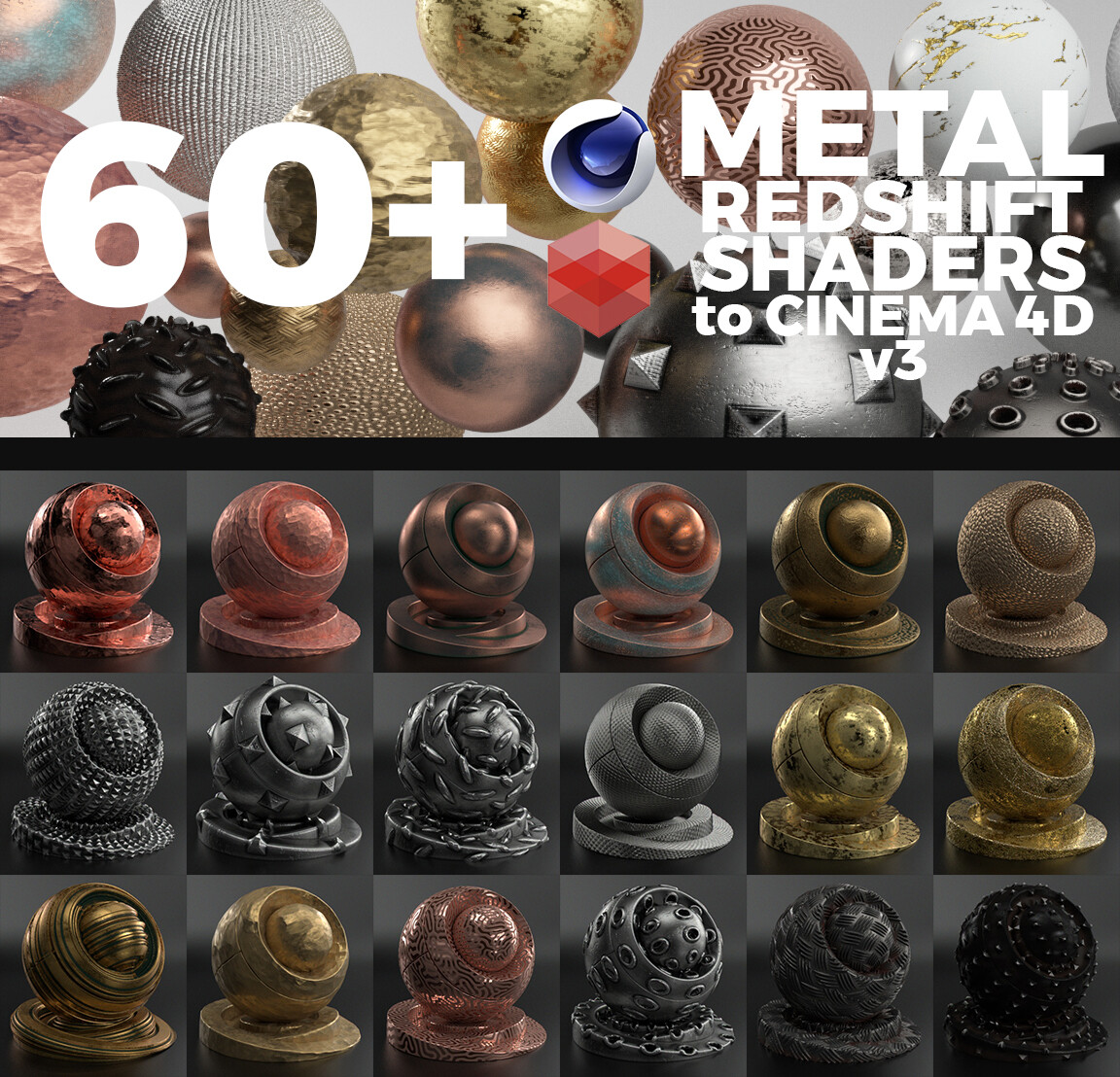 ArtStation - 60+ Redshift Shader to C4d Metal v3 | Resources