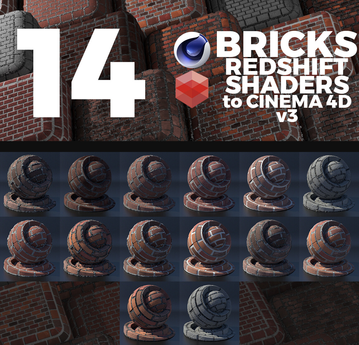 ArtStation - 14 Redshift Shader to C4d Bricks v3 | Resources