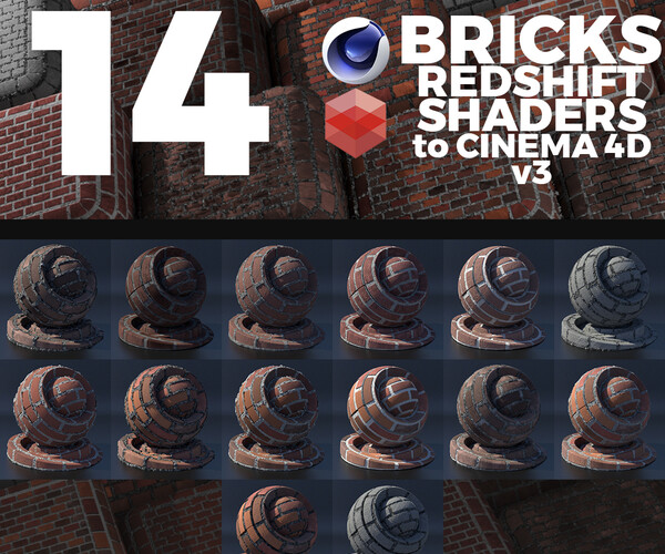 ArtStation - 14 Redshift Shader to C4d Bricks v3 | Resources