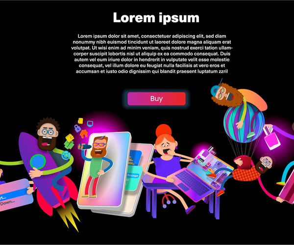 ArtStation - Banner with cartoon characters on a black background ...