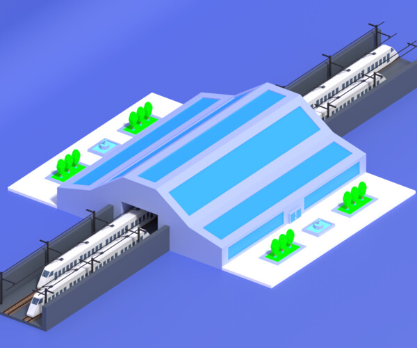 ArtStation - Cartoon High Speed Railway Station 3D model | Resources