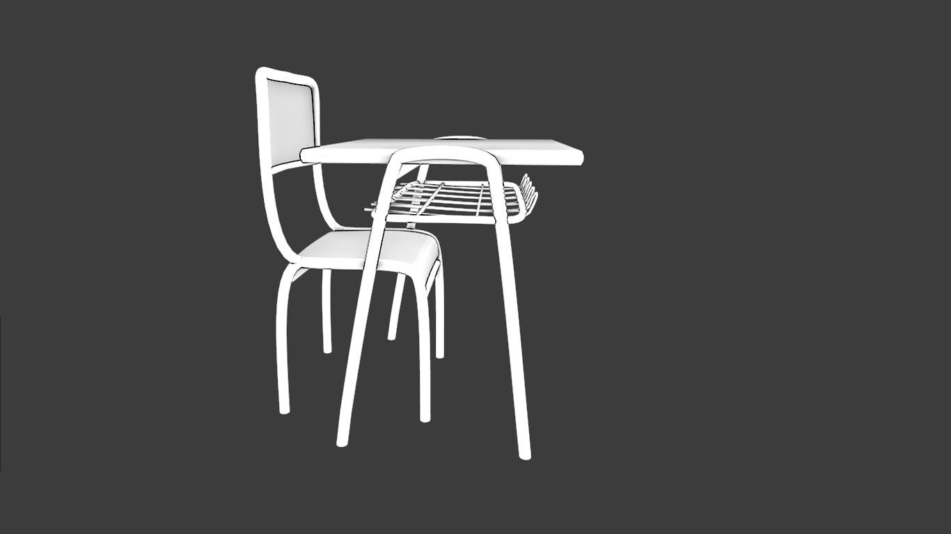ArtStation - SCHOOL TABLE CHAIR LOW POLY GAME READY | Game Assets