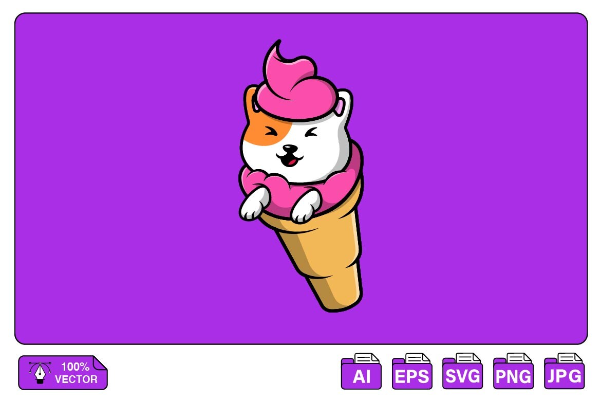 ArtStation - Cute Cat In Ice Cream Cartoon Vector Icons Illustration ...