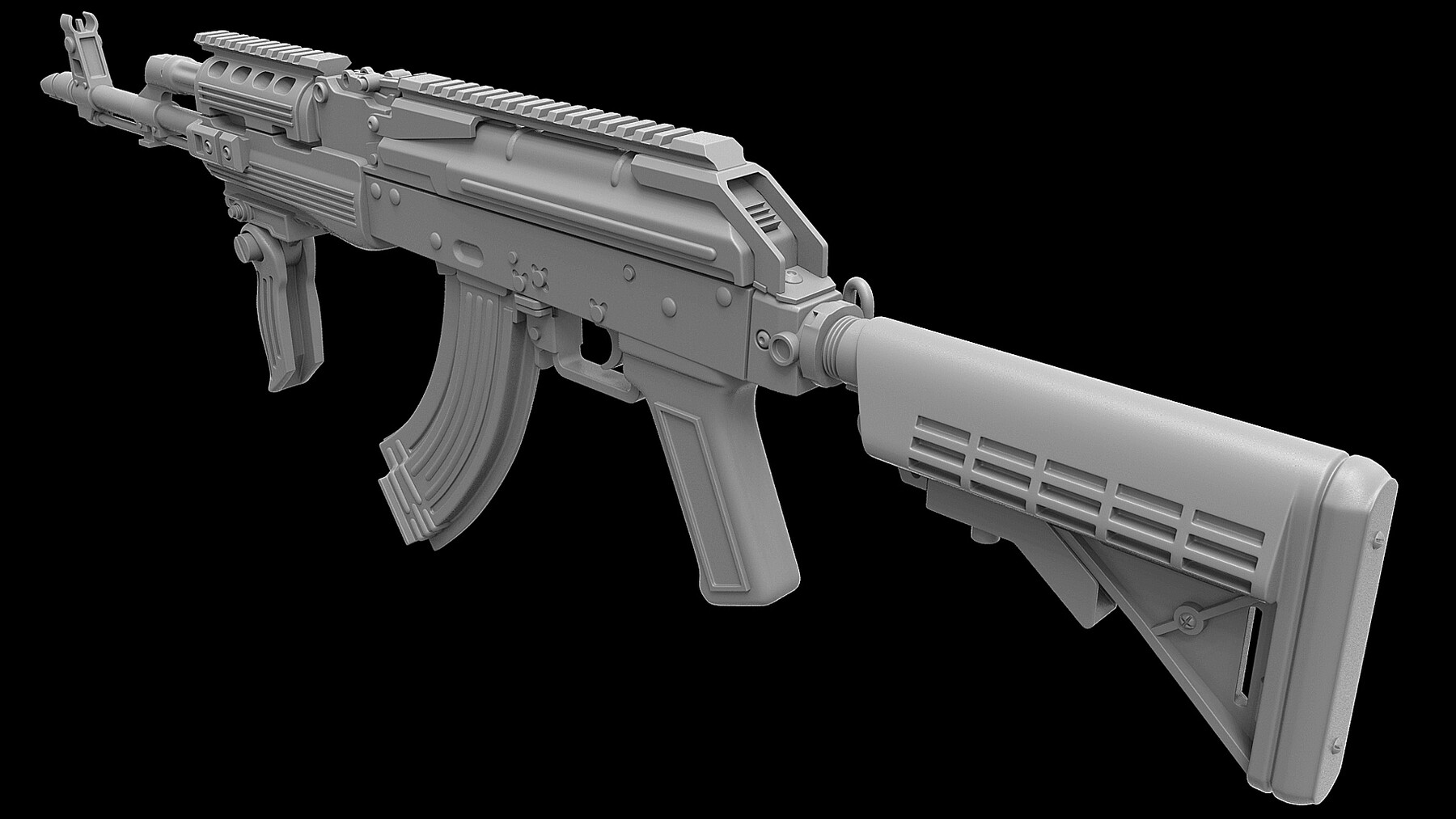 ArtStation - Ak 47 Tactical RIS m4 stock | Resources