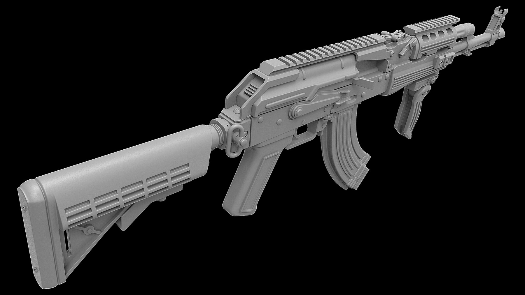 ArtStation - Ak 47 Tactical RIS m4 stock | Resources