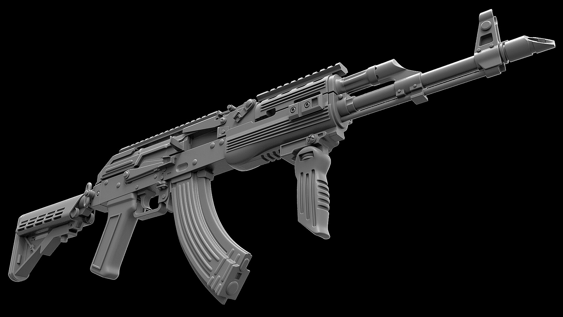 ArtStation - Ak 47 Tactical RIS m4 stock | Resources