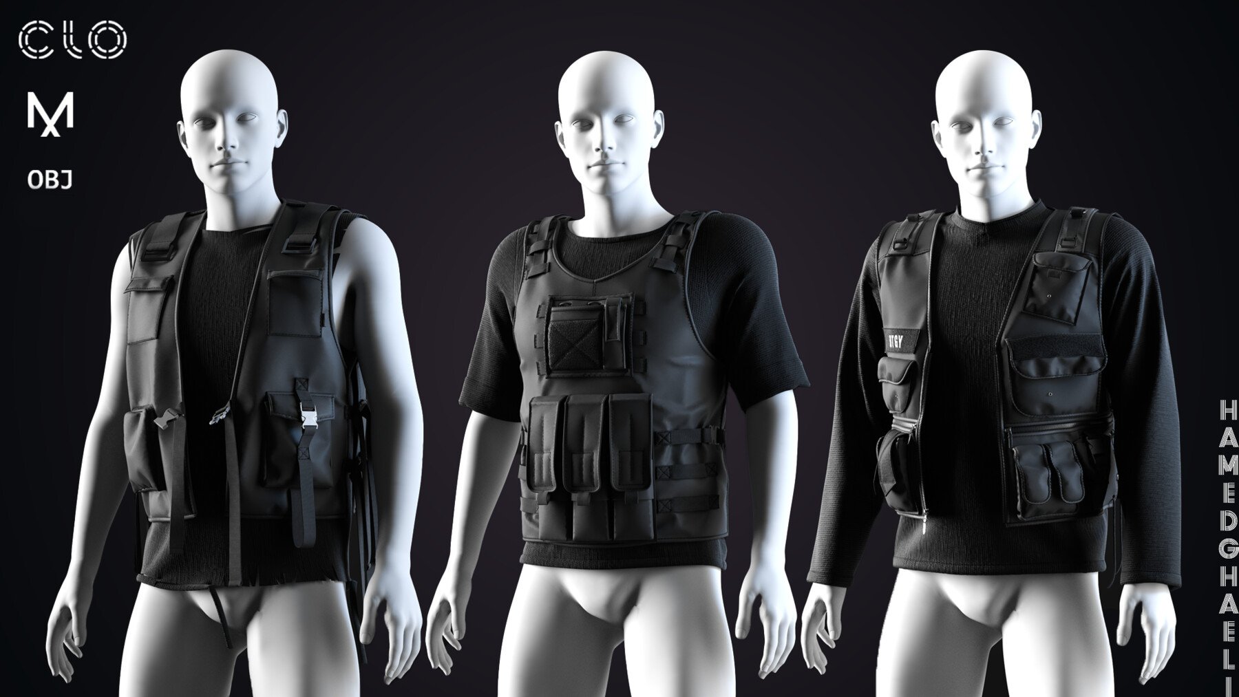 ArtStation - 3 Types Of Techwear Vest Marvelous Designer / Clo3d ...