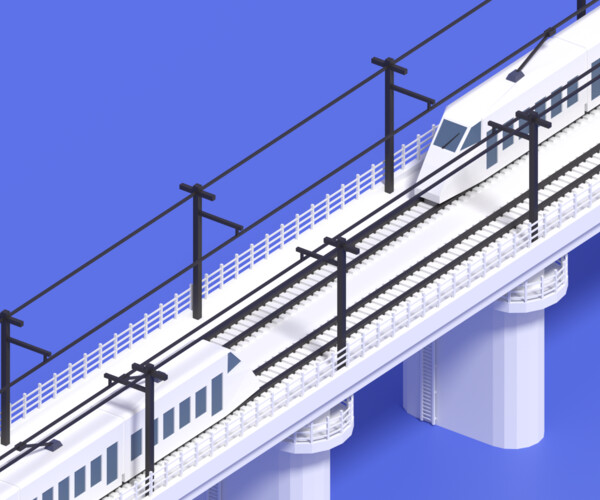 ArtStation - Cartoon High Speed Train and Railway 3D model | Resources