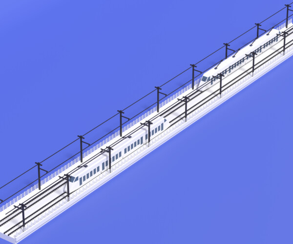 ArtStation - Cartoon High Speed Train and Railway 3D model | Resources