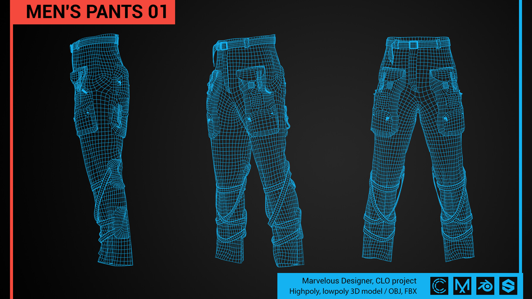 ArtStation - Men's pants 01 - Marvelous Designer, CLO project. | Resources
