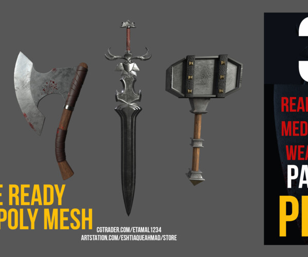ArtStation - Game Ready Realistic Medieval Weapon Pack | Game Assets