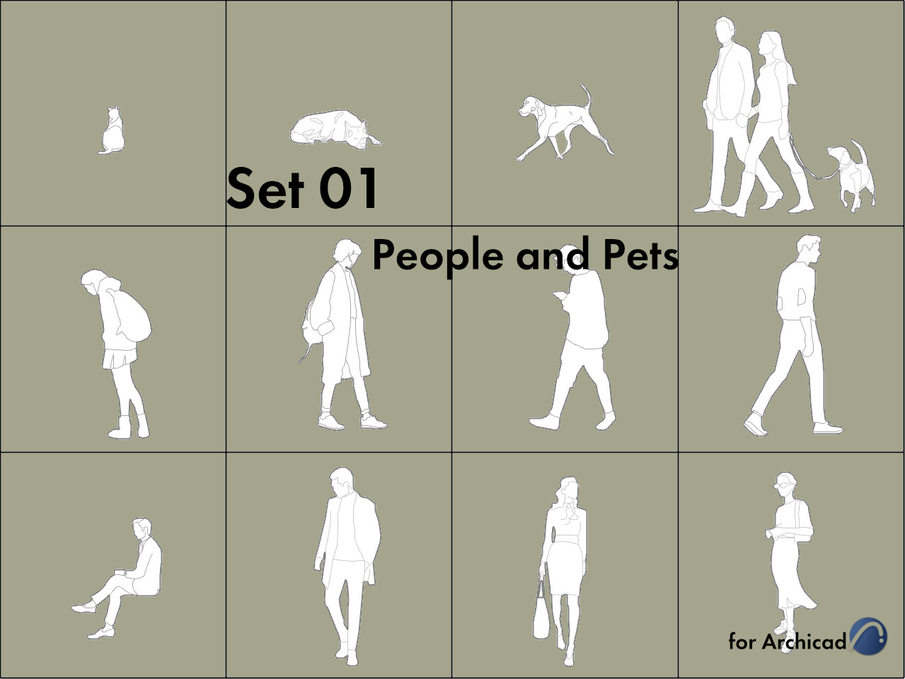 ArtStation - Set 01 - People and Pets - 2D People for Archicad | Resources