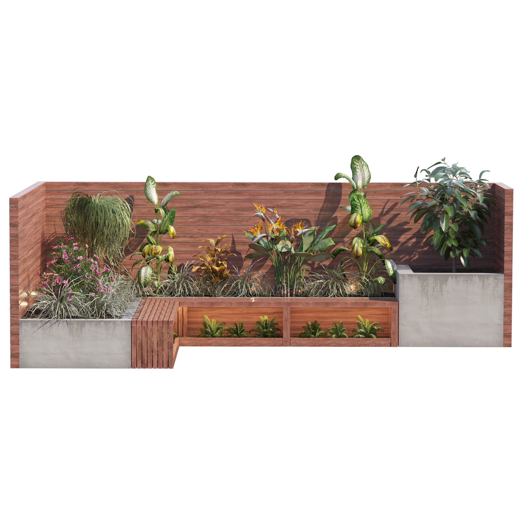 ArtStation - Corner bench seating with planter | Resources