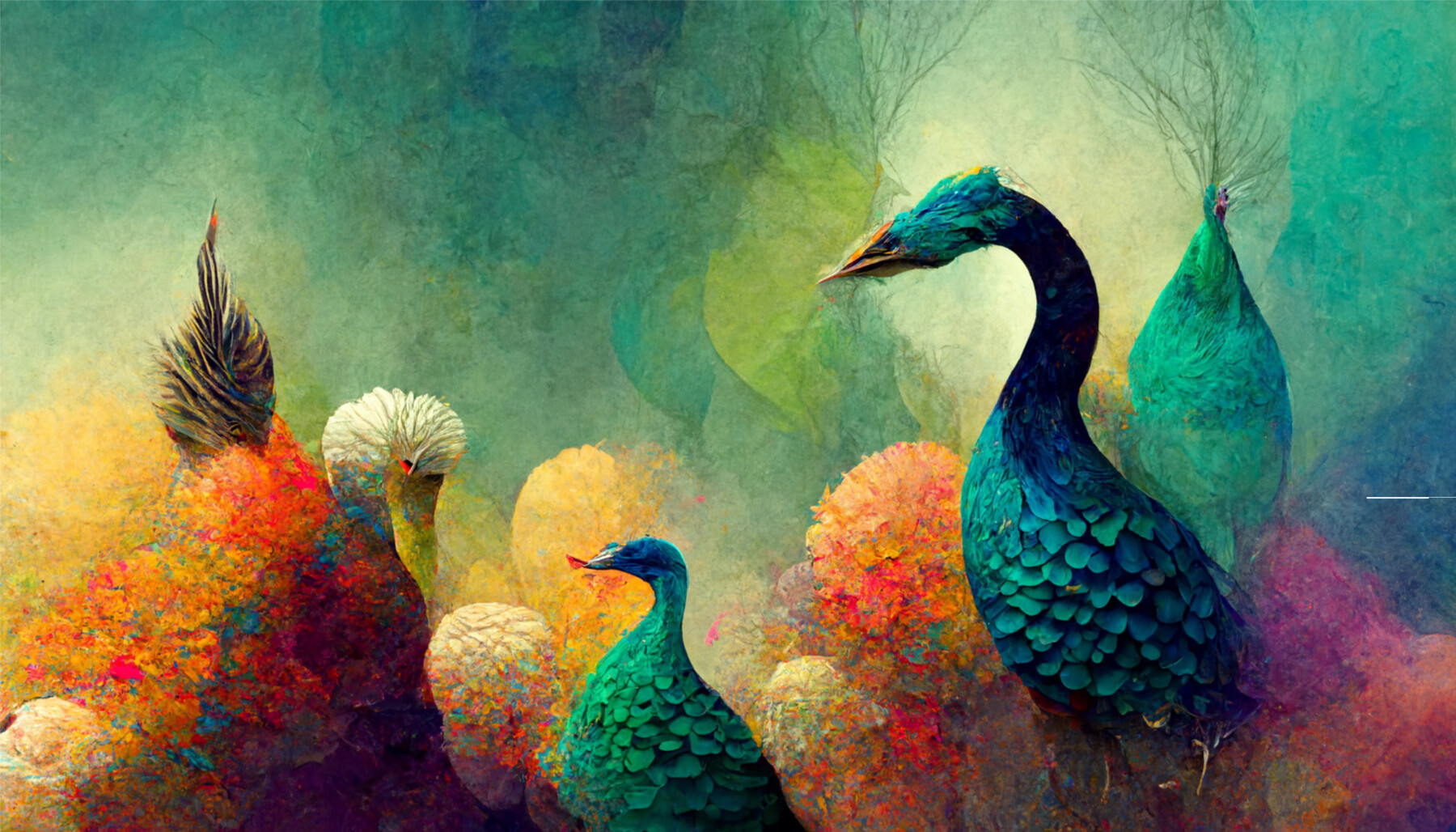 ArtStation - Peacock and Swan Art Multi-colored art work | Artworks