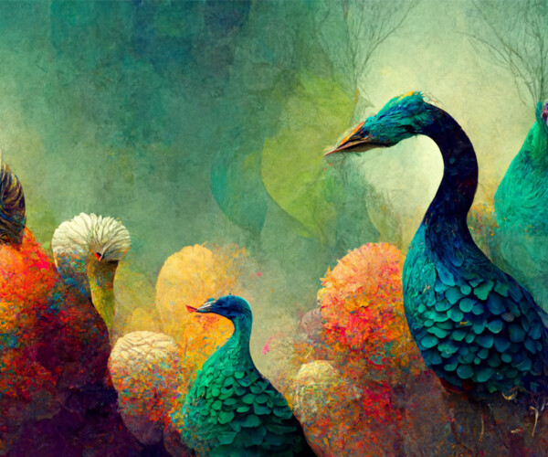 ArtStation - Peacock and Swan Art Multi-colored art work | Artworks