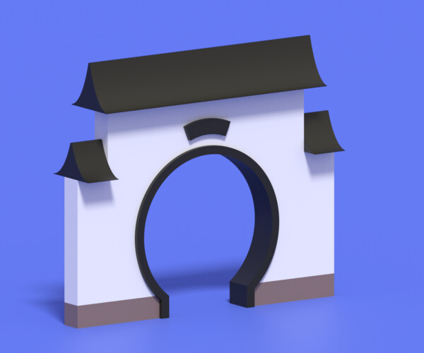 ArtStation - Cartoon Chinese Garden Gate 3D model | Resources