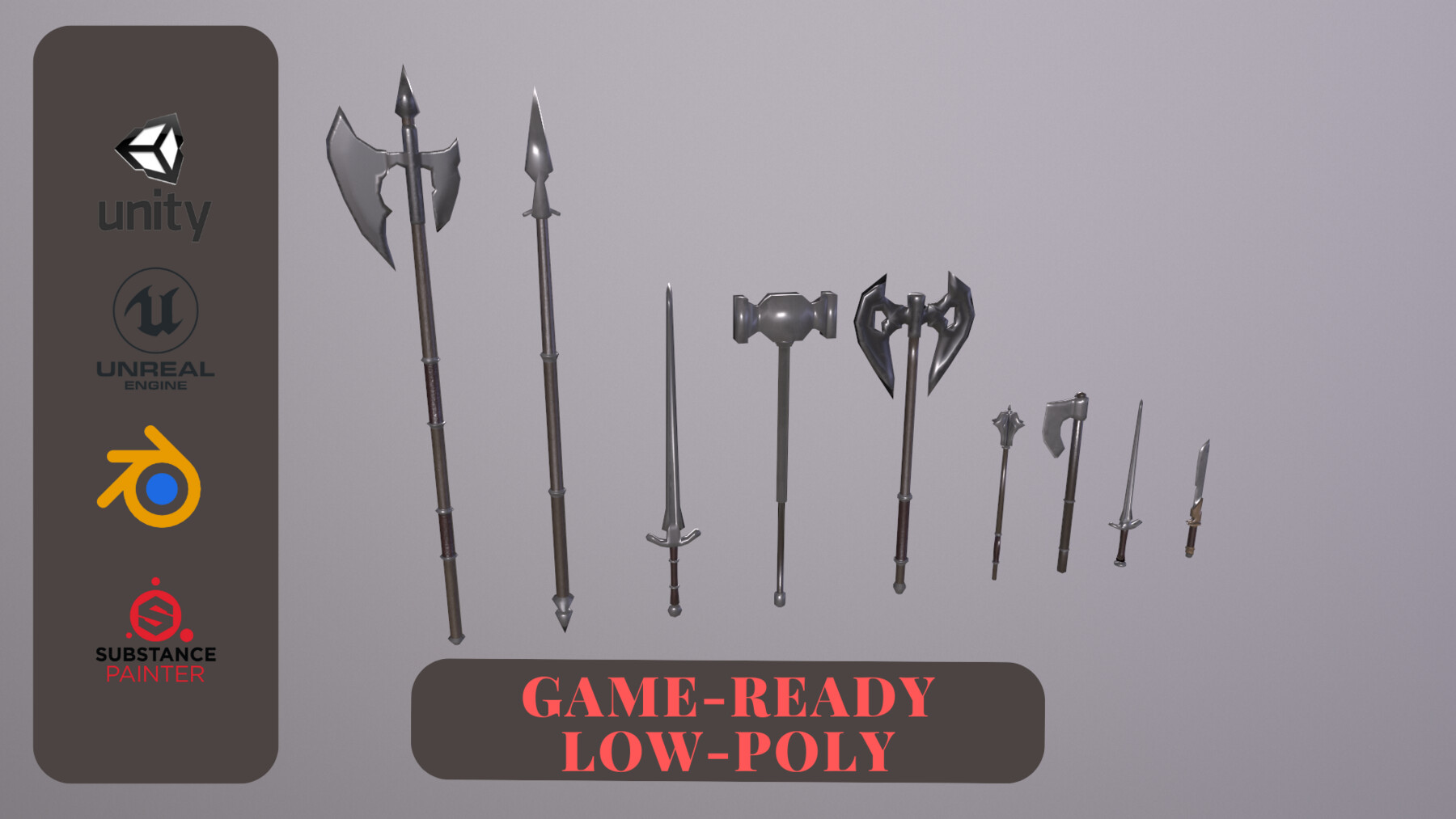 ArtStation - Medieval Weapon Pack - LowPoly - 4K-2K Texture | Game Assets