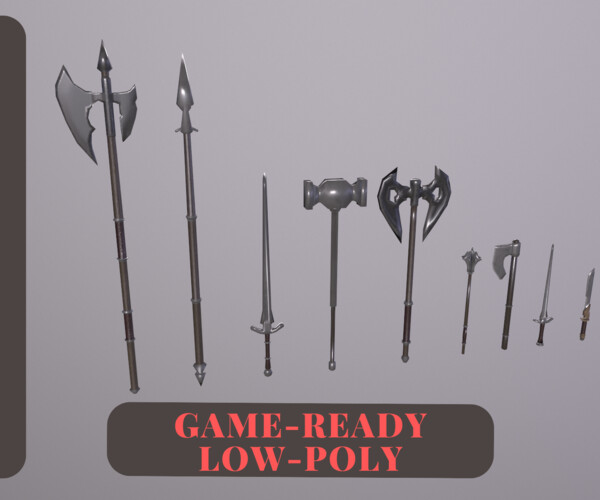 ArtStation - Medieval Weapon Pack - LowPoly - 4K-2K Texture | Game Assets