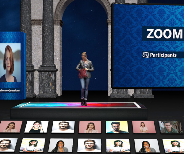 ArtStation - virtual studio 3d set for live zoom meeting classes ...