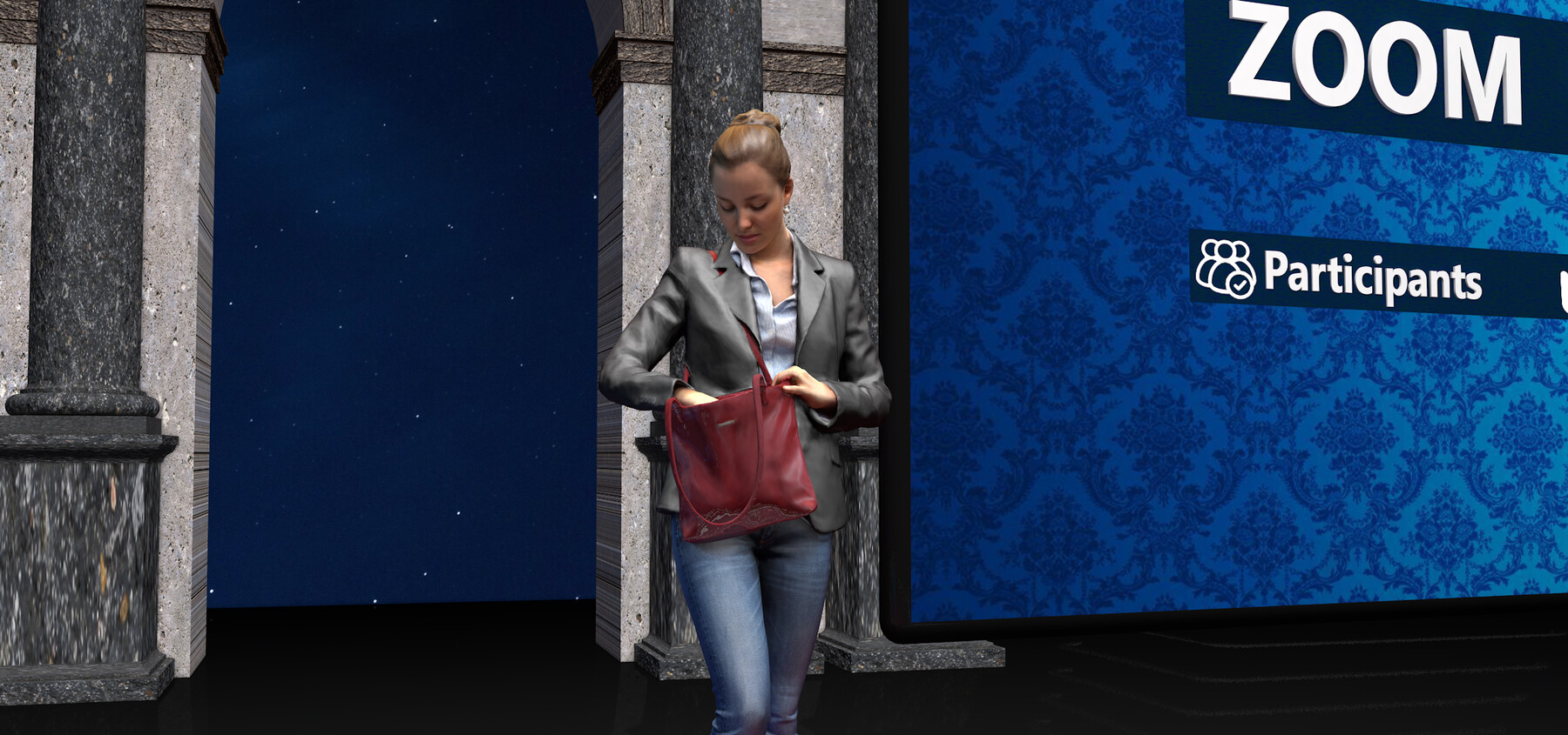 ArtStation - virtual studio 3d set for live zoom meeting classes ...