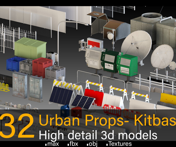 ArtStation - +132 Urban Props- Kitbash- High detail 3d models | Resources